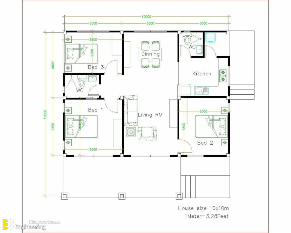 Top 50 Amazing House Plans For Different Size Areas | Engineering ...