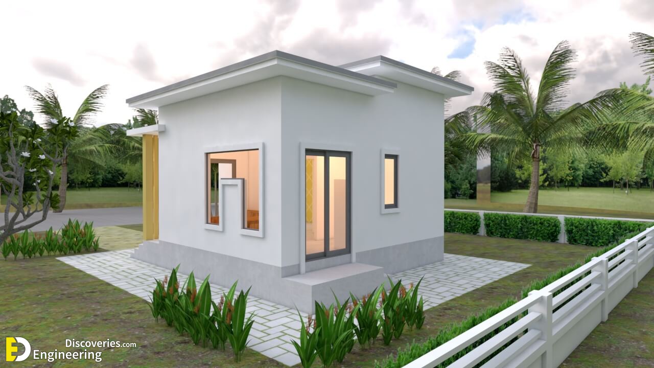 Small House Plans 6×6m With One Bedrooms Flat Roof | Engineering ...