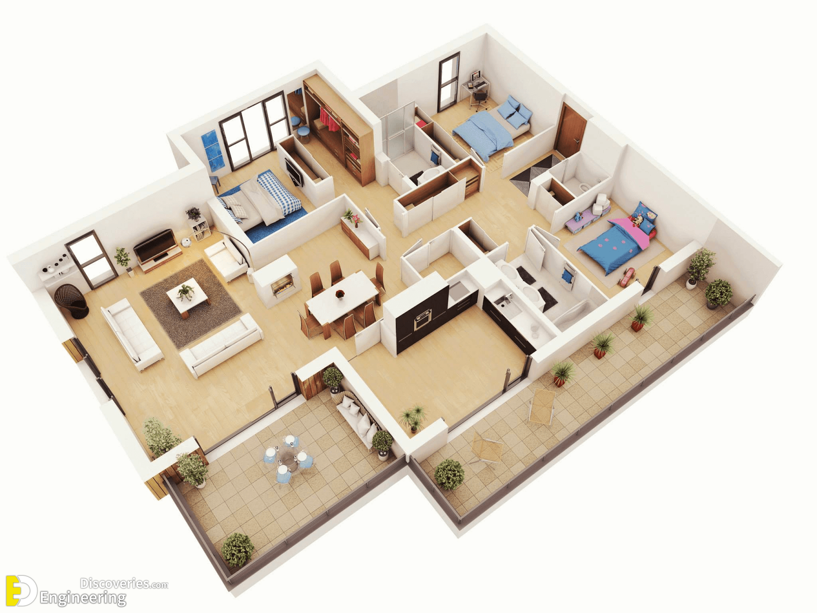 35 Stylish Modern Home 3D Floor Plans | Engineering Discoveries