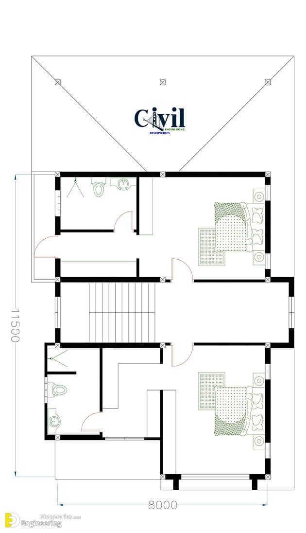 House Plan 8x15m With 5 Bedrooms | Engineering Discoveries