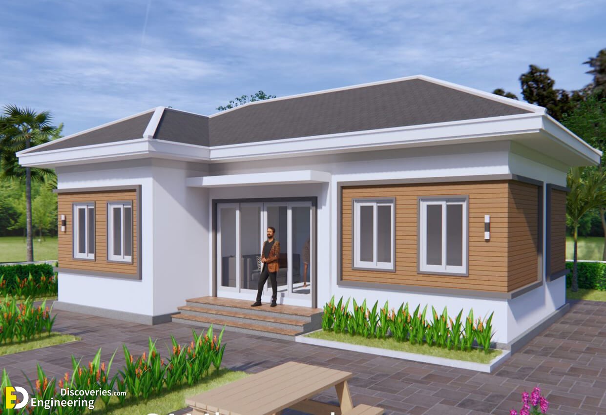 House Plans 12×8 with 3 Bedrooms Hip Roof | Engineering Discoveries