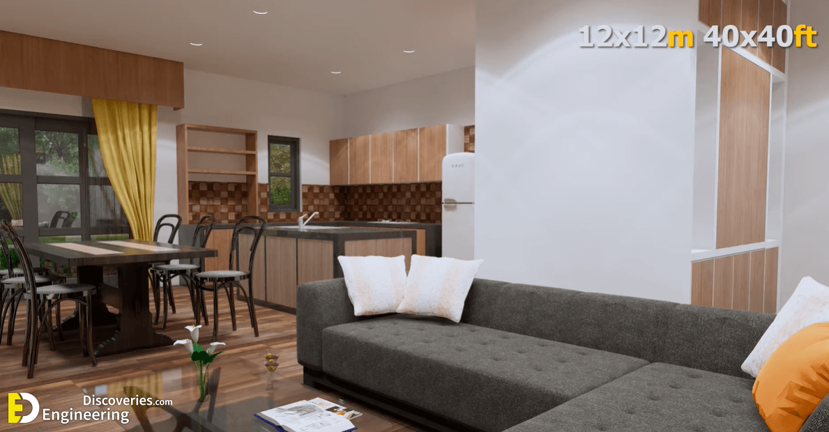 Small House Design With Terrace 12×12 Meter | Engineering Discoveries