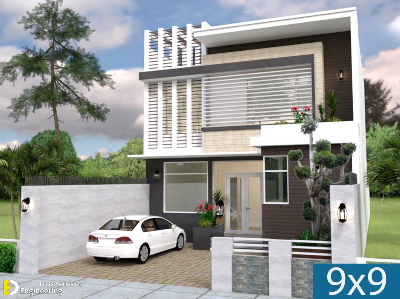 3 Bedrooms Modern Home Plan 9x9M | Engineering Discoveries
