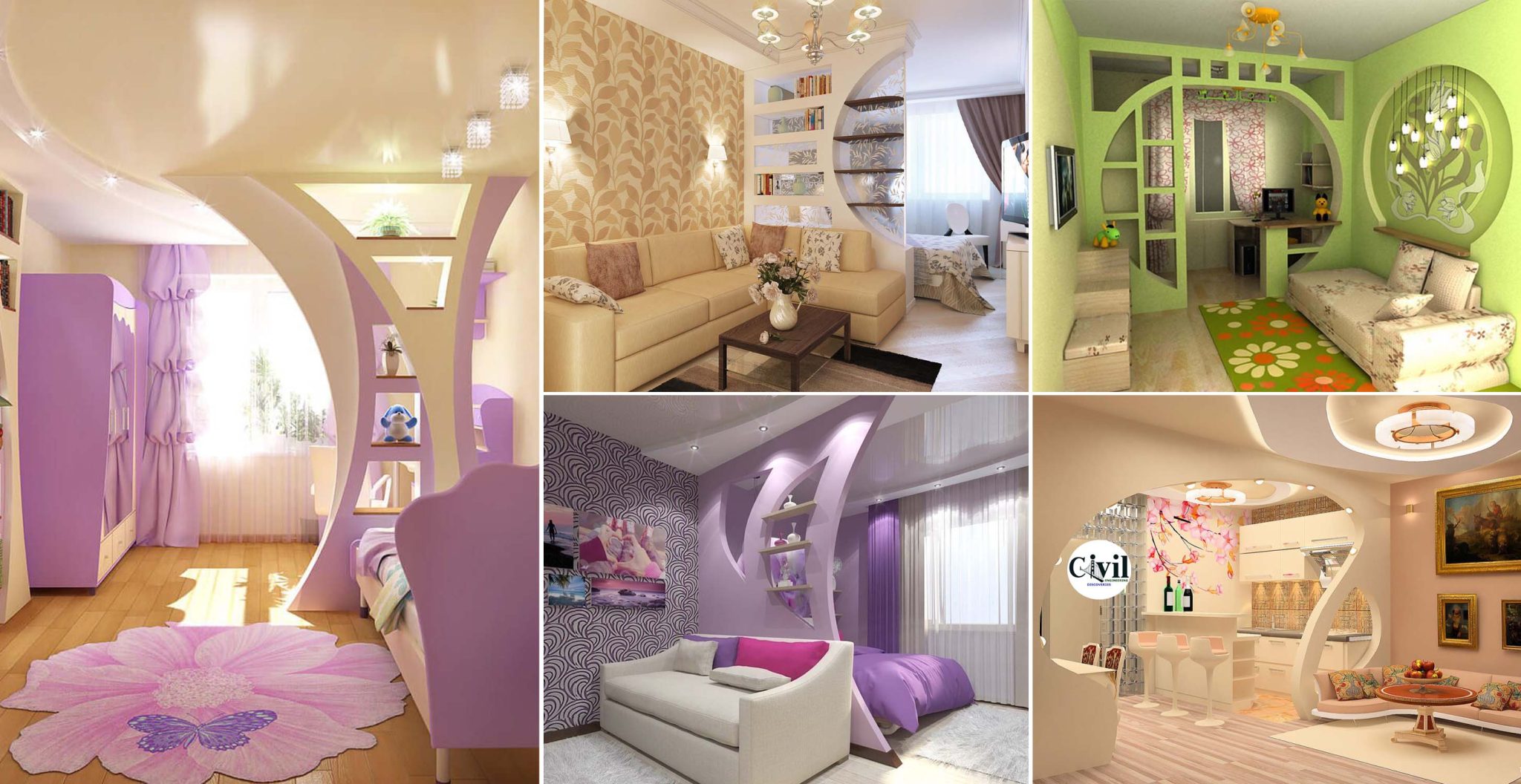 Creative Partition Wall Design Ideas Improving Open Small Spaces ...