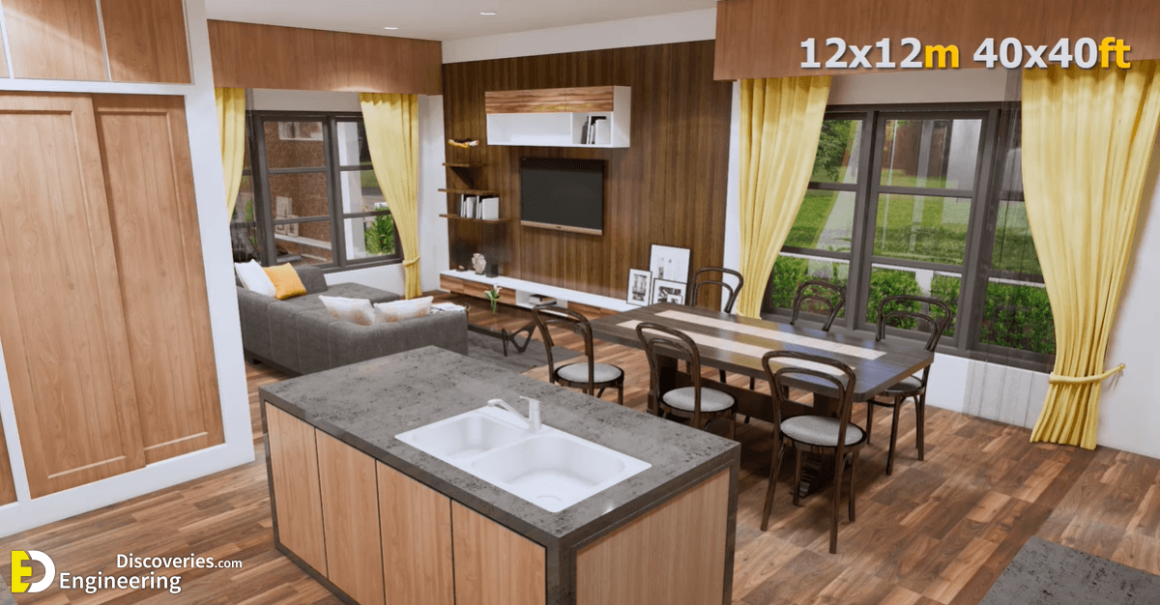 Small House Design Plan 12m×12m With 2 Bedroom | Engineering Discoveries