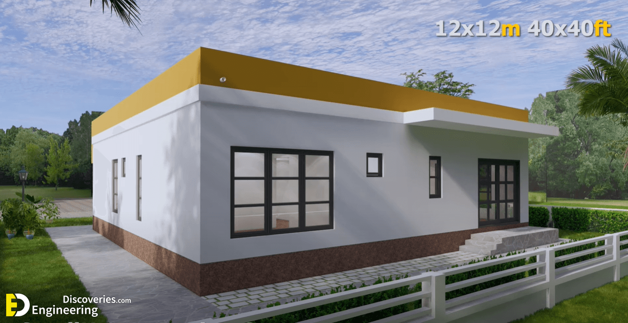 Small House Design Plan 12m×12m With 2 Bedroom | Engineering Discoveries