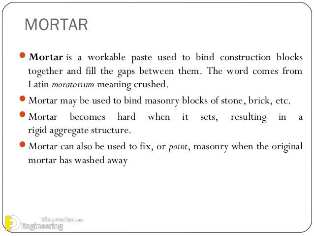 Mortar And Its Functions, Properties | Engineering Discoveries