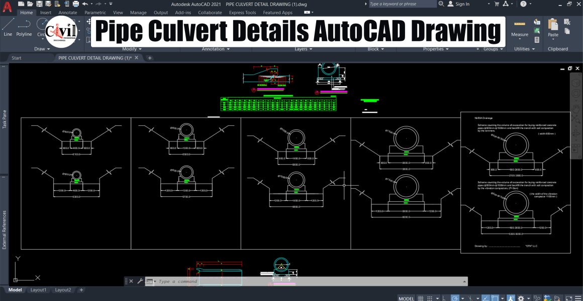 Pipe Culvert Details AutoCAD Drawing | Engineering Discoveries Pipe Culvert Details AutoCAD Drawing | Engineering Discoveries