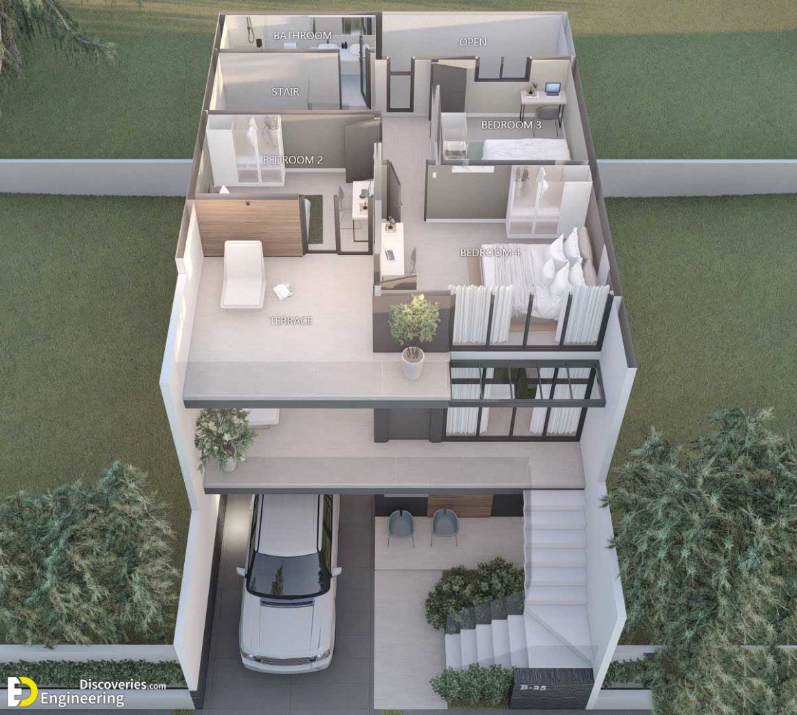 172 SQ.M. 3- Storey House Design 8.00m x 13.00m With 4 Bedroom ...