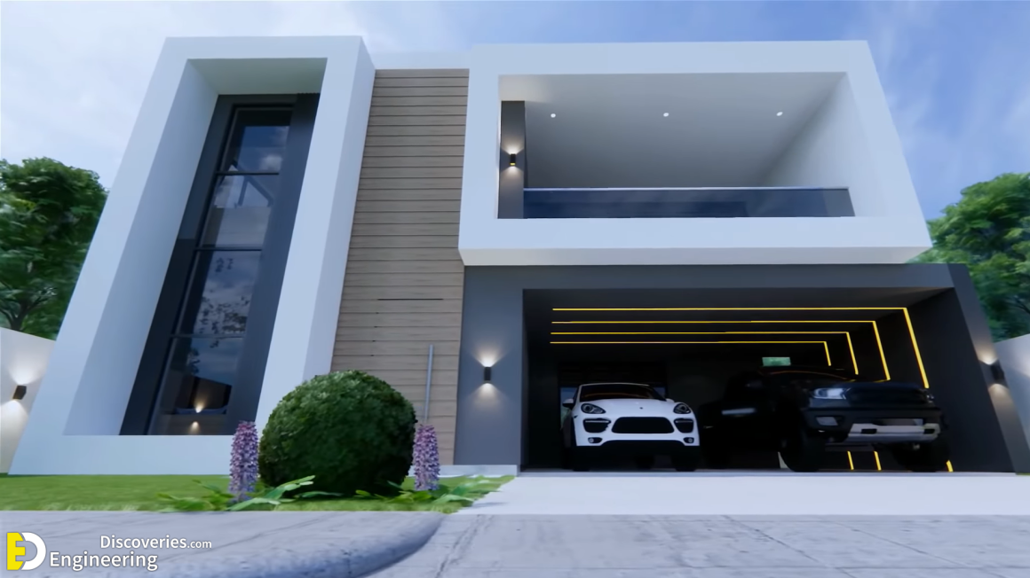 2 Storey Modern House Design 12m x 17m With Swimming Pool | Engineering ...