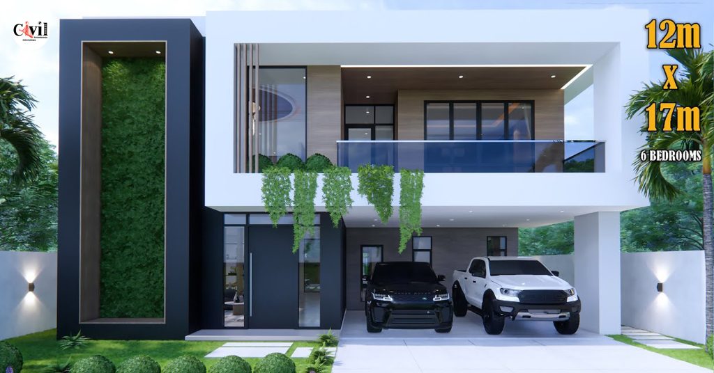 408 Sqm 2-Storey Modern House Design 12m x 17m With 6 Bedrooms ...