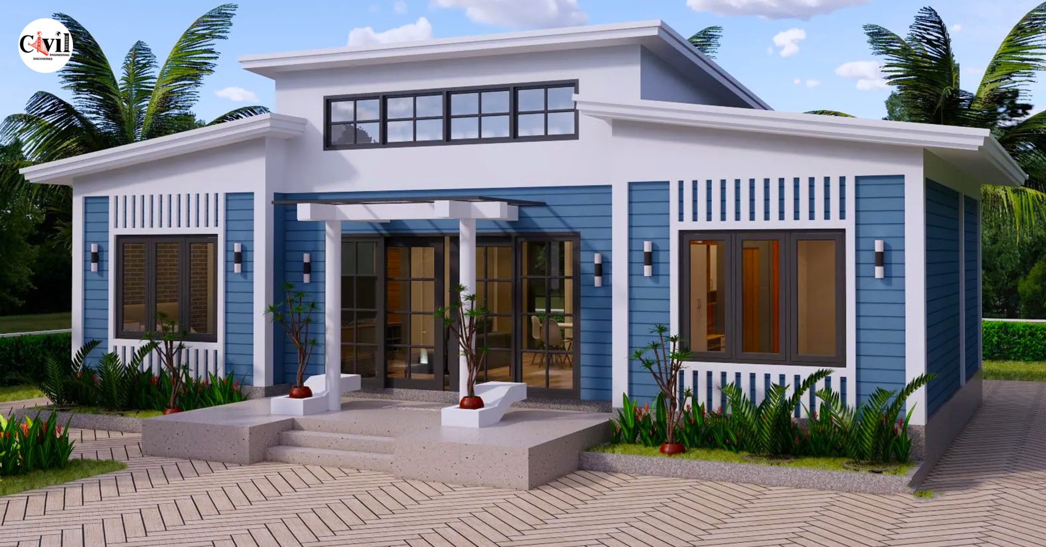 Modern House Plan Design 13.0m × 7.5m With 3 Bedroom | Engineering ...