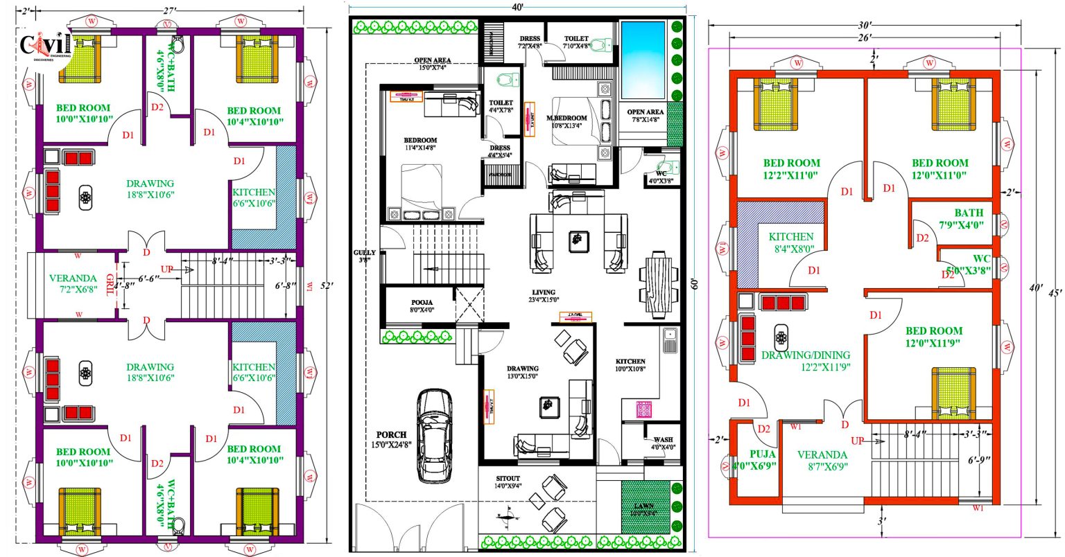 34+ Stunning 2D House Plans for A Variety Of Locations! | Engineering ...
