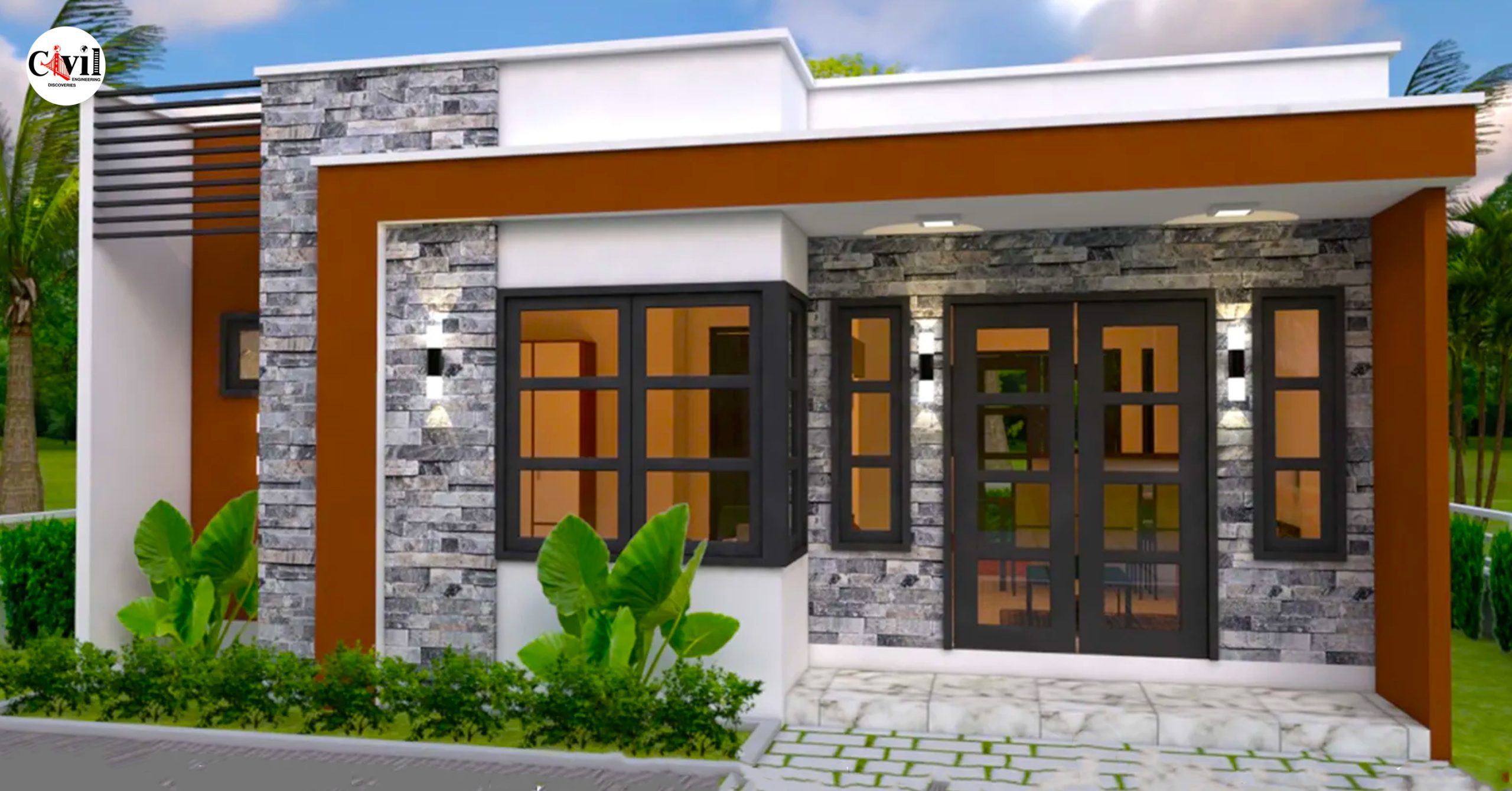Modern Small Villa Design Plans 8.0m×11.0m With 3 Bedroom | Engineering ...