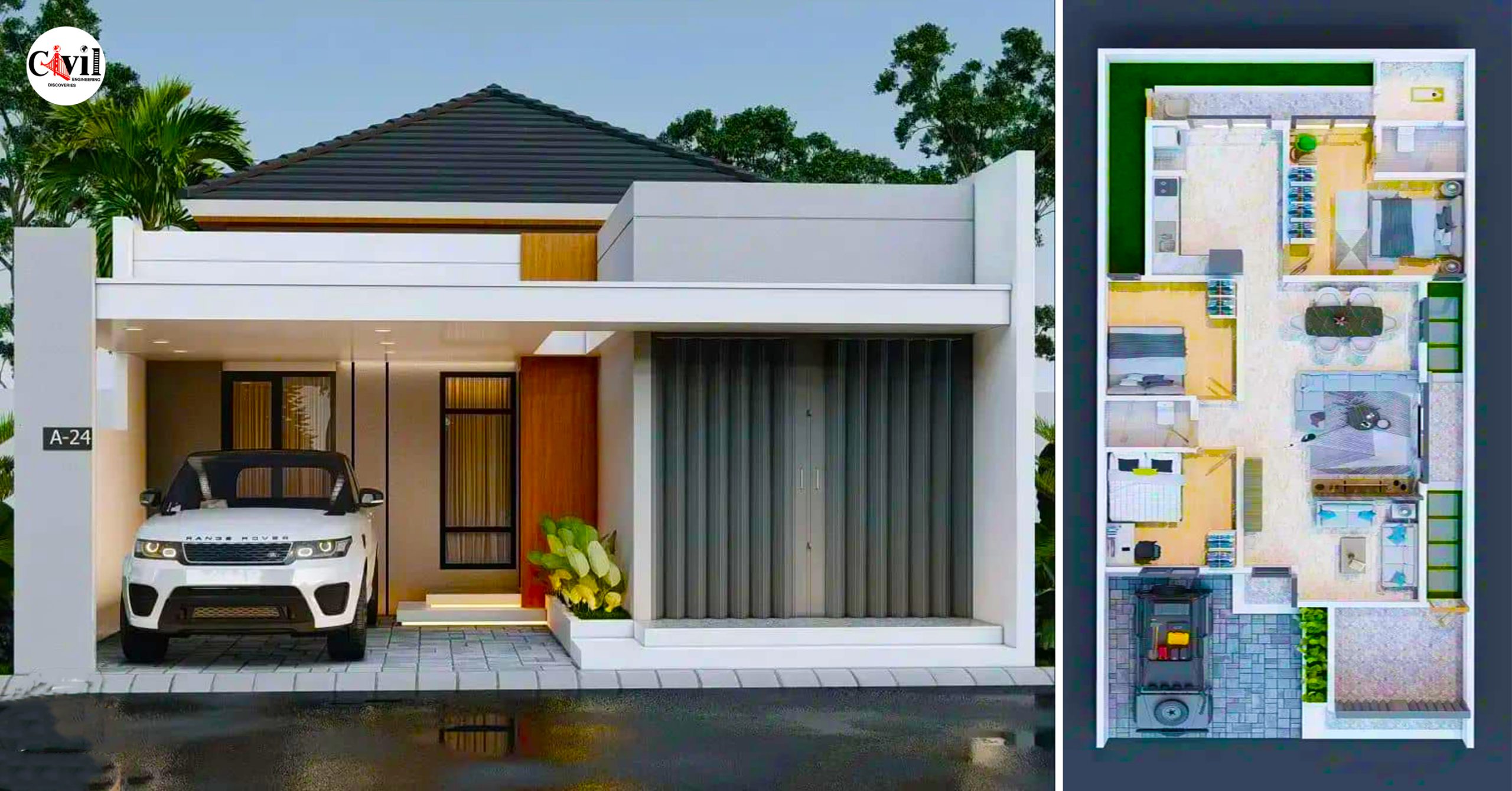 Contemporary House Design 8.0m x 20.0m With 3 Bedroom – Full Plan ...