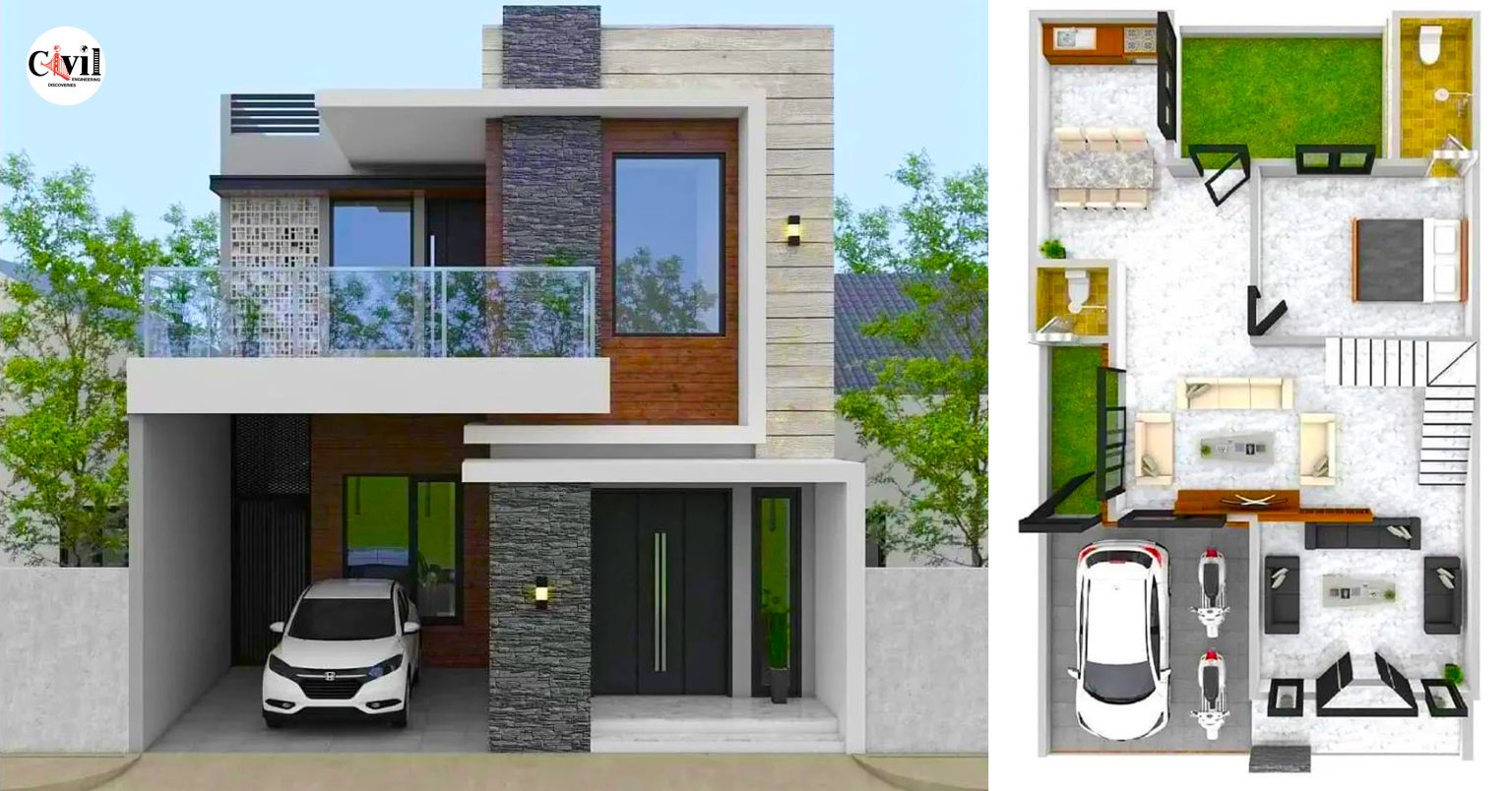 Modern-Two Storey House Design 8.0m x 15.0m With 3 Bedroom – Full Plan ...