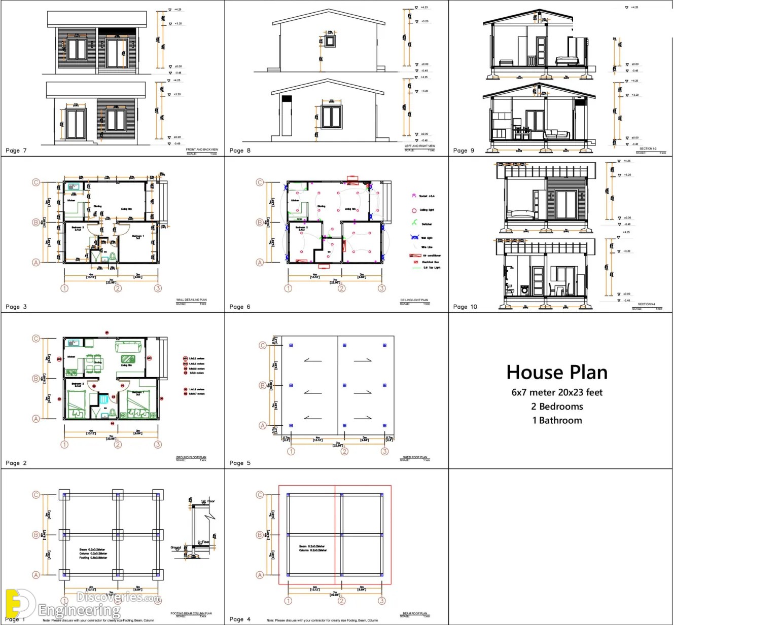 Amazing House Design Plans 6.0m x 7.0m With 2 Bedroom – Full Plans ...