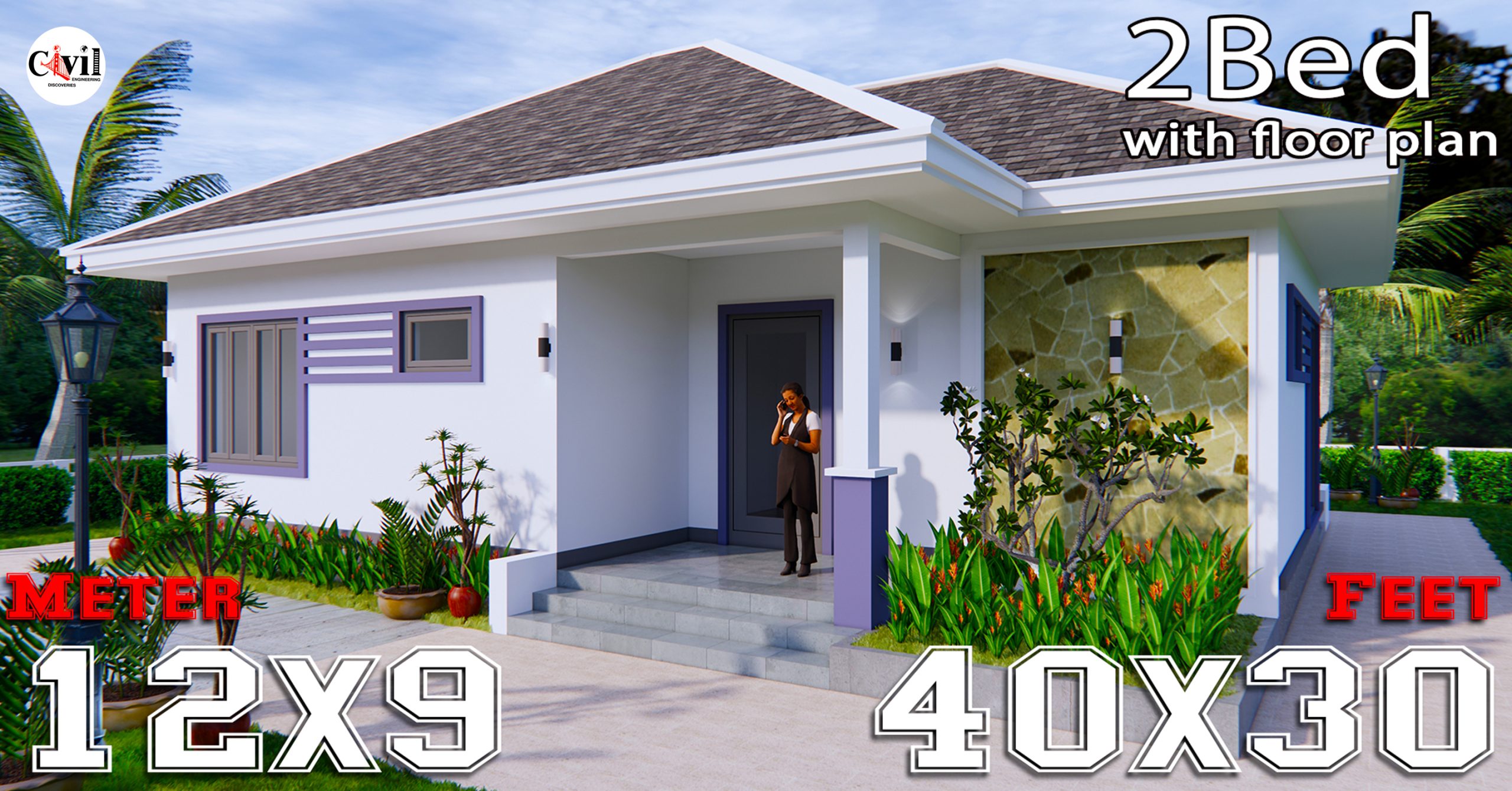 Amazing House Design Plans 12.0m x 9.0m With 2 Bedrooms—Full Plans ...